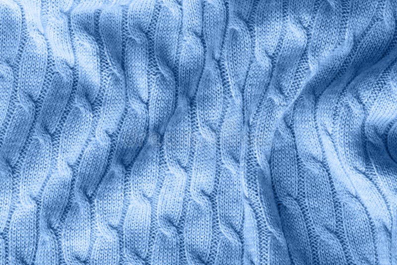 Blue Knitted Textile Background with Pigtail Pattern Stock Photo ...