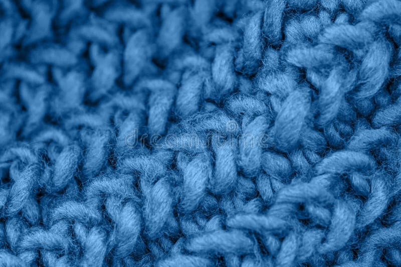 Blue Knitted Fabric Closeup. Knitted Wool Background Stock Image ...