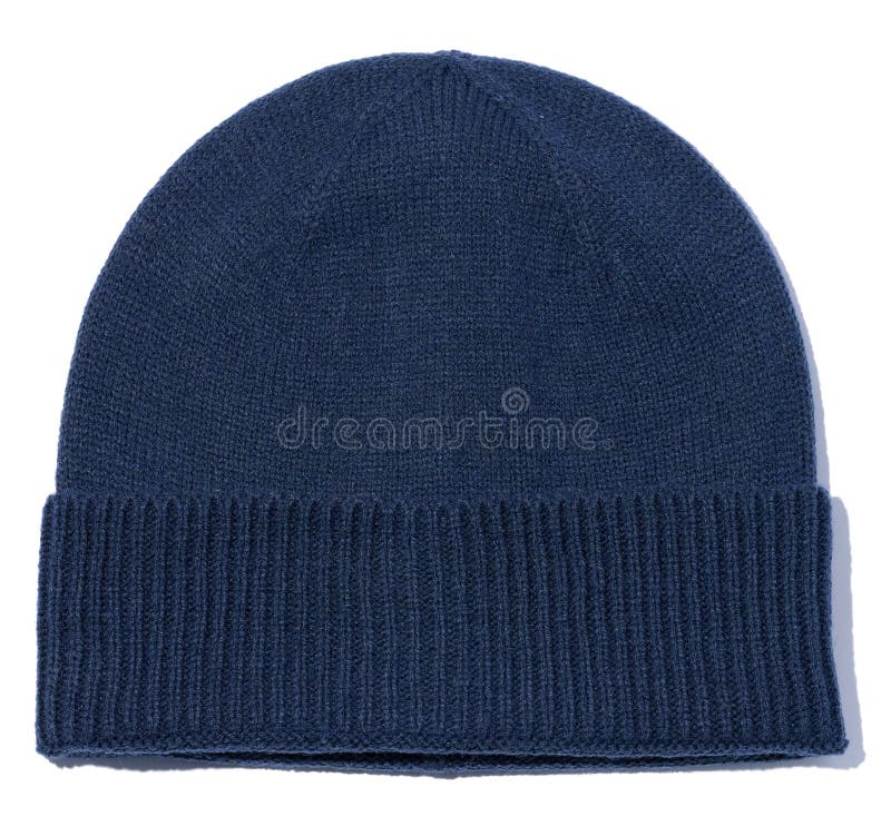 Blue Knitted Hat on a White Isolated Background Stock Image - Image of ...