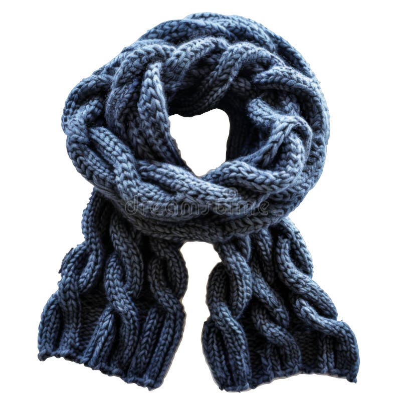 A Blue Knitted Scarf with Cable Knit Pattern Stock Image - Illustration ...