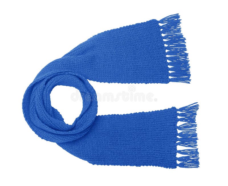 Blue Knitted Scarf Isolate. Stock Image - Image of headscarf ...