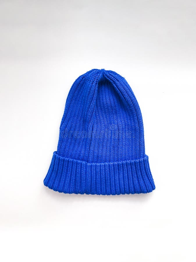 Blue Knitted Wool Cap Isolated on White Background Stock Photo - Image ...