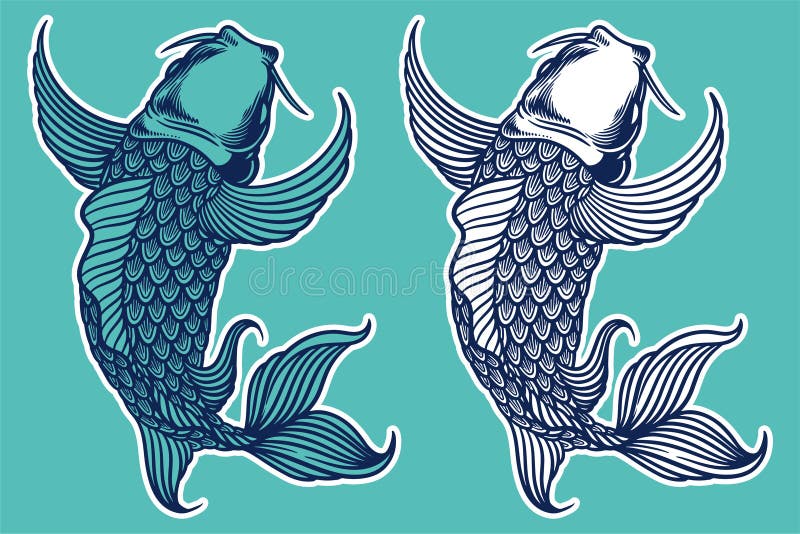 Blue Koi Fish Vector Illustration Cartoon Style Stock Illustration ...