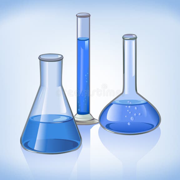 Blue Laboratory Flasks Glassware Symbol Stock Vector - Illustration of ...