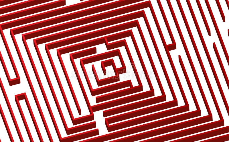 Red Labyrinth Isolated on White Background Stock Vector - Illustration ...