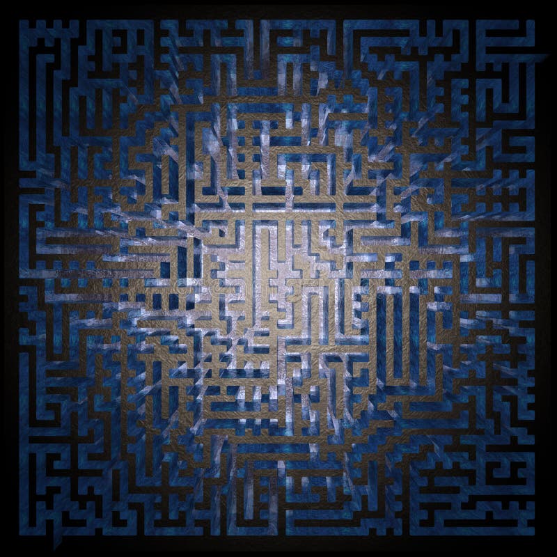 Blue Labyrinth, Maze - Top View Stock Illustration - Illustration of ...