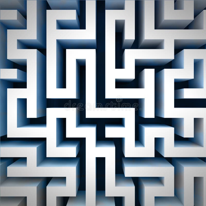 Labyrinth Structure in Perspective View with Arrow Direction Stock ...