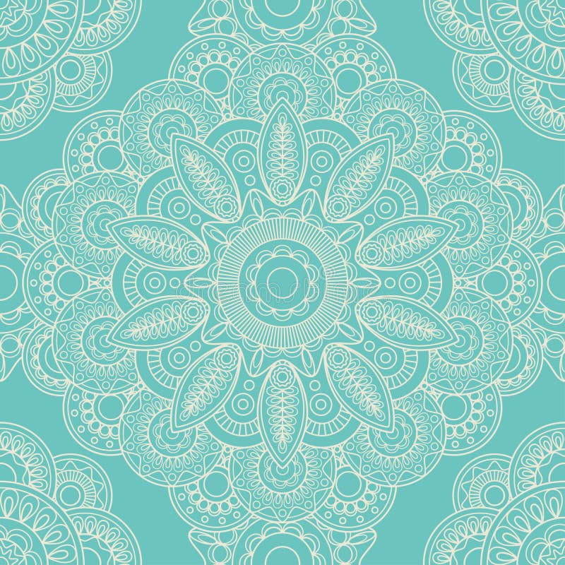 Blue Lace Boho Doodle Seamless Pattern Stock Vector - Illustration of ...