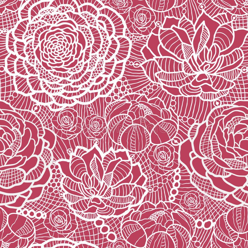 Blue Lace Flowers Seamless Pattern Background Stock Vector ...