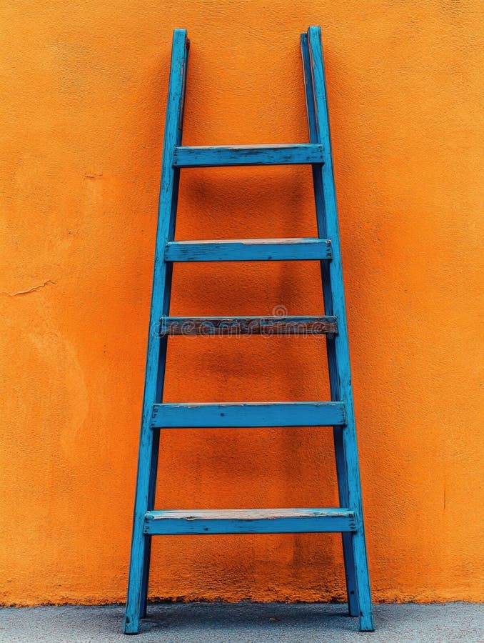 Blue Ladder Leaning Against a Weatherboard Wall that Has Been Painted ...