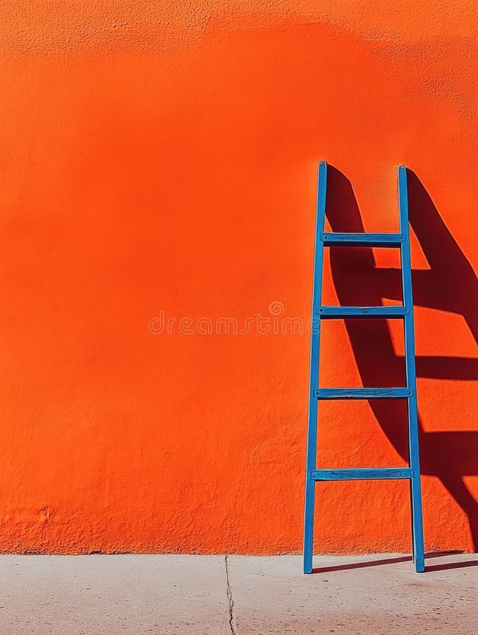 Blue Ladder Leaning Against a Weatherboard Wall that Has Been Painted ...