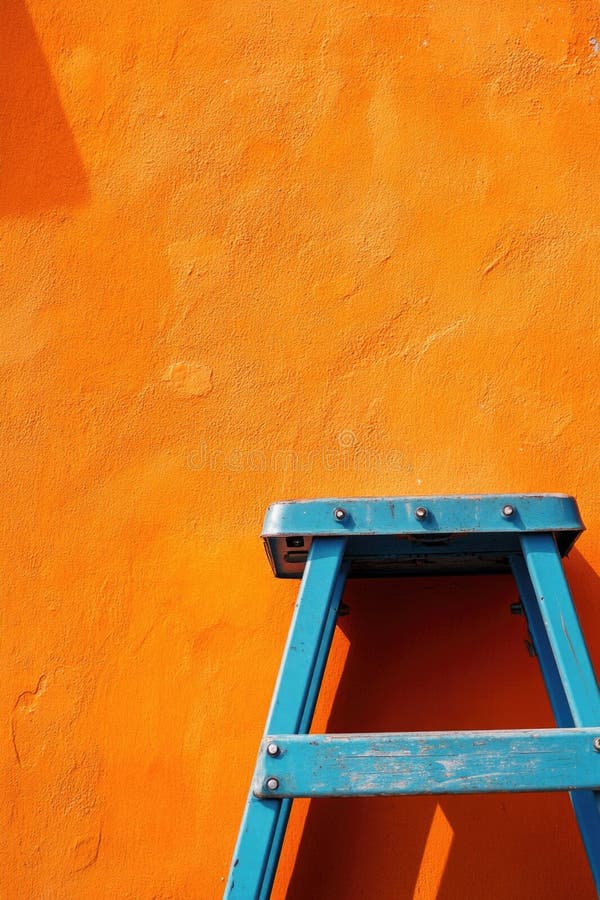 Blue Ladder Leaning Against a Weatherboard Wall that Has Been Painted ...