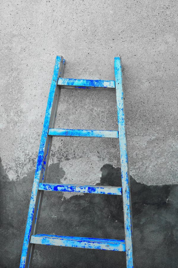 Blue ladder. stock photo. Image of abstract, home, construction - 80293734