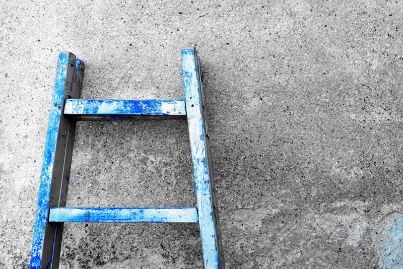 Blue Ladder Leaning Against a Weatherboard Wall that Has Been Painted ...