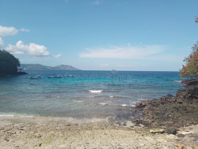 Blue Lagoon Beach Karangasem Bali Stock Photo - Image of cliff, horizon ...