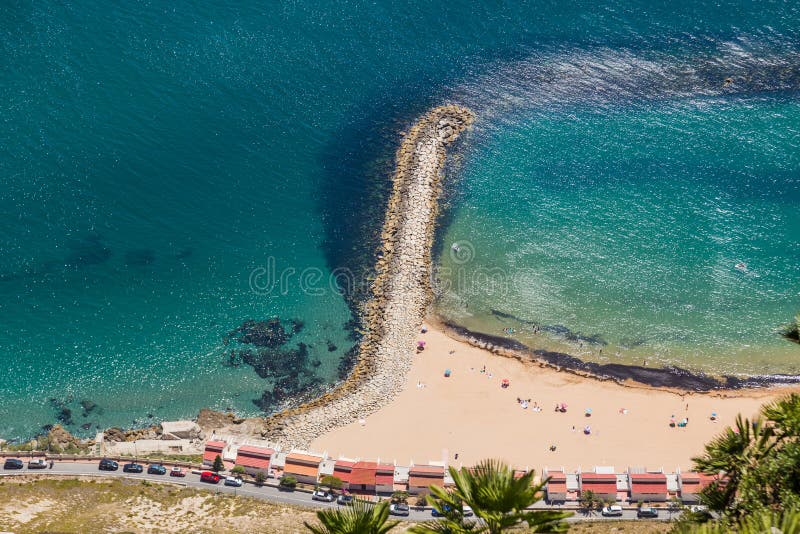 Blue lagoon with beach stock photo. Image of coastline - 244905146