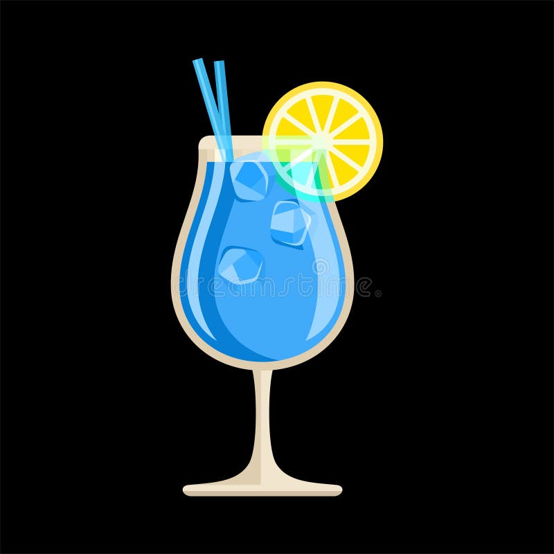 Blue Lagoon Cocktail Flat Style Vector Illustration Stock Vector ...