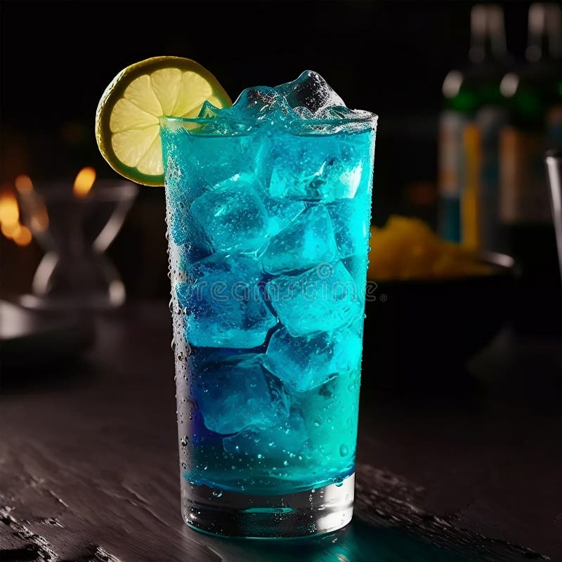 Blue Lagoon Cocktail. Summer Refreshing Cocktail. Stock Illustration ...