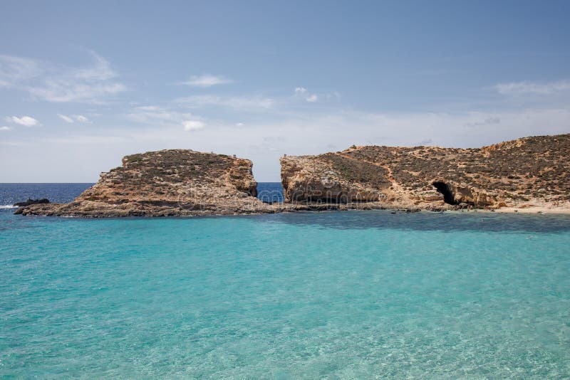 Blue Lagoon in Malta on Comino Island Panorama Stock Photo - Image of ...