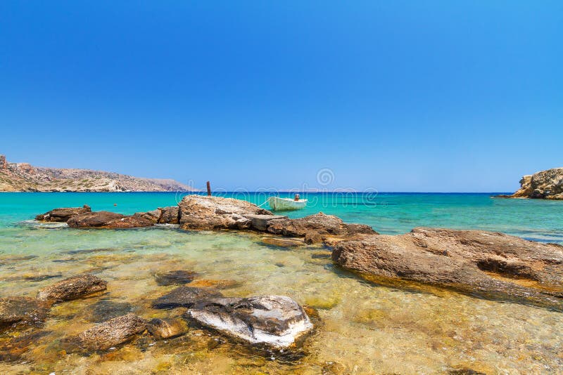 Blue Lagoon of Vai Beach on Crete Stock Image - Image of greece, green ...