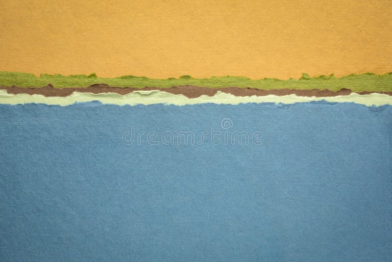 Blue Lake Abstract Landscape Created with Handmade Indian Paper Stock ...