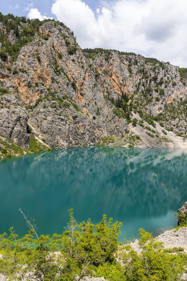 Blue Lake Called Modro Jezero at Imotski in Croatia. Stock Photo ...