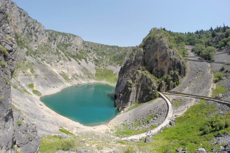 Blue Lake in the Crater of an Extinct Volcano in Croatia.. Stock Photo ...