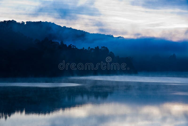 Blue Lake Fog stock image. Image of florest, landscape - 14469823
