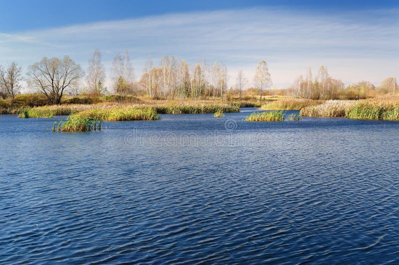 Blue Lake and Sky in Autumn Stock Photo - Image of outdoor, bright ...