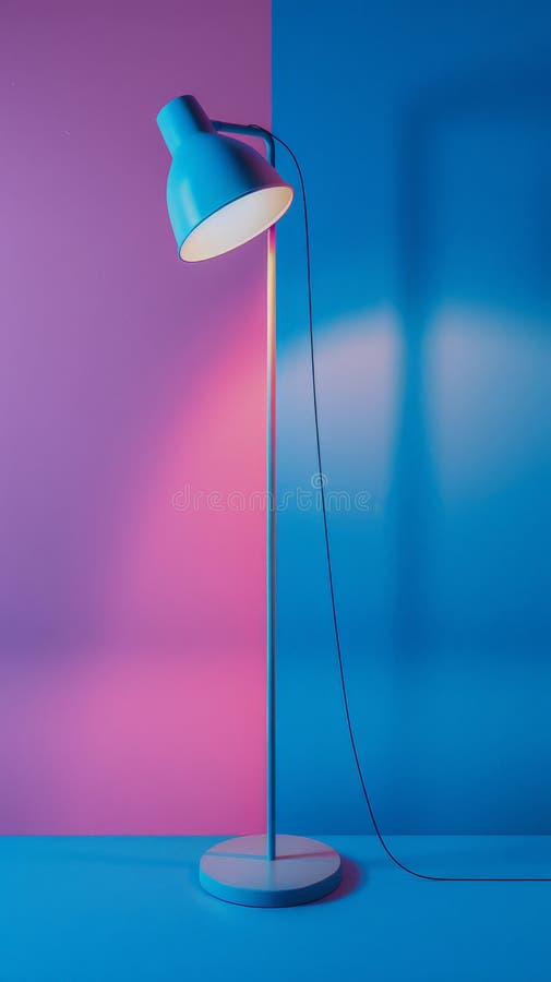 Blue Lamp on a Blue and Pink Wall Stock Illustration - Illustration of ...