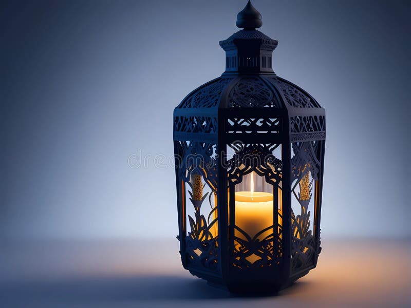 A Blue Lantern with a Candle in it, Islamic Design Stock Illustration ...
