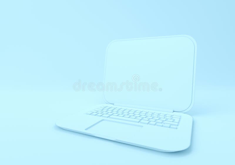 Blue Laptop with Blank Screen Mockup on Blue Background Stock ...
