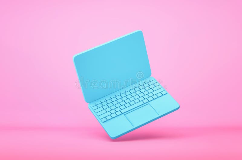 Laptop with Flying Application Icons. 3D Illustration Stock Vector ...