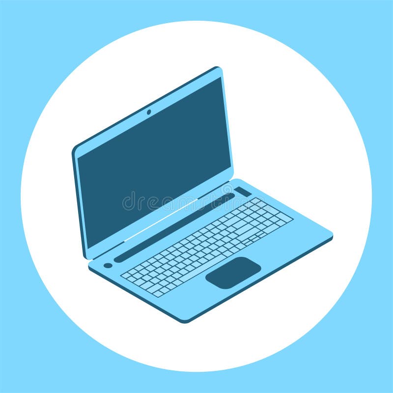 Blue laptop icon stock illustration. Illustration of path - 25280188