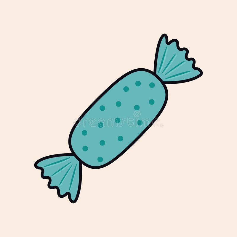 Blue Large Rectangular Candy Vector Line Art Stock Illustration ...