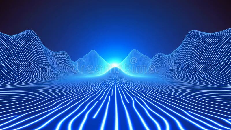 Blue Lasers and Neon Rays Illuminate a Cyber Space, Creating a High ...