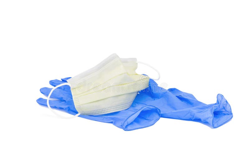 Blue Latex Gloves with Face Mask Stock Photo - Image of preventative ...