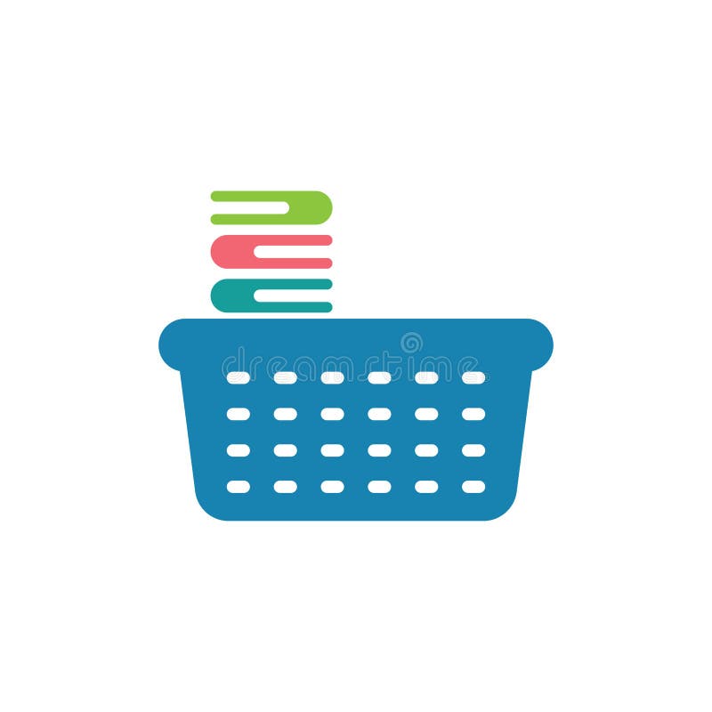 Blue laundry basket icon stock vector. Illustration of fabric - 367231010