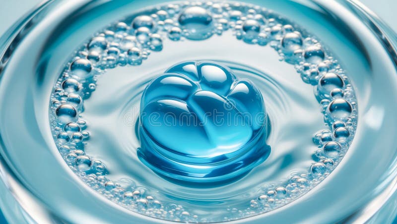 Blue Laundry Detergent Pod Surrounded by Soap Bubbles Stock ...