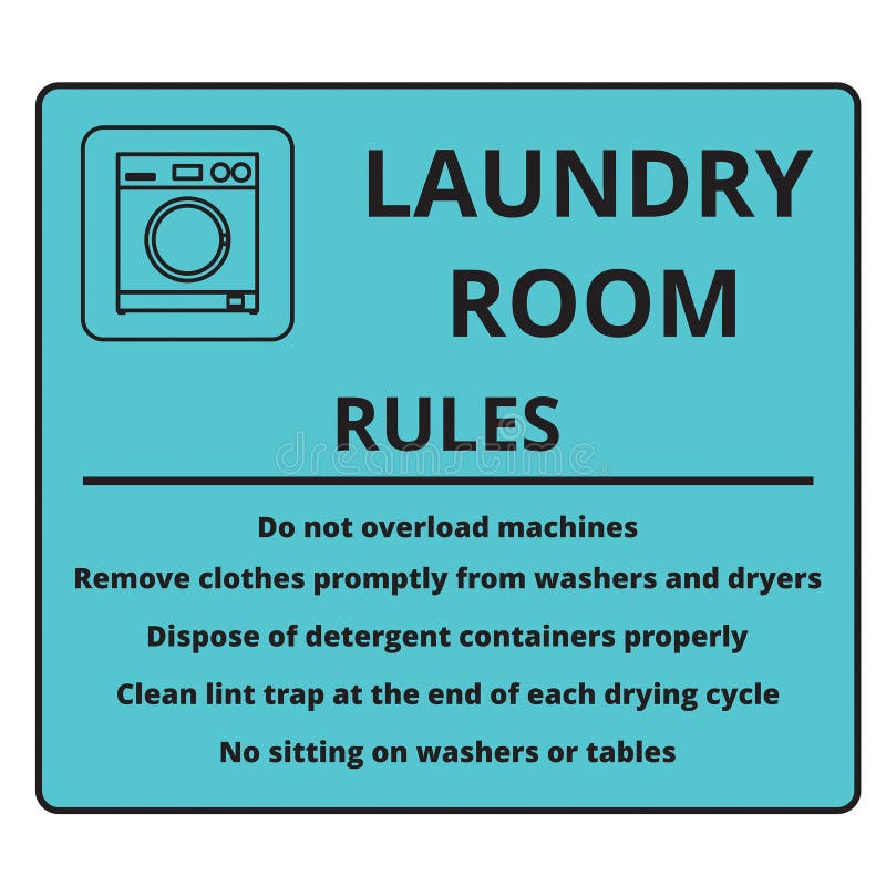 Blue Laundry Room Rules Banner with Text and the Draw of a Washing ...