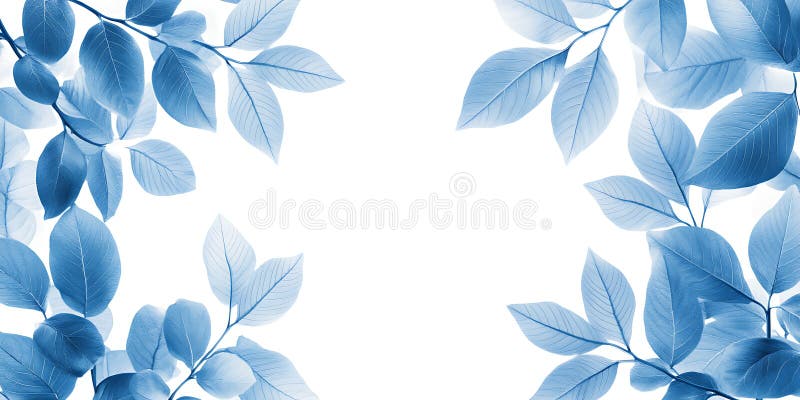 Blue Leaf Border Watercolor Botanical Design for Prints Cards ...