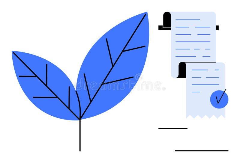 Eco-friendly Concept Blue Leaf and Checklist Roll Representing ...