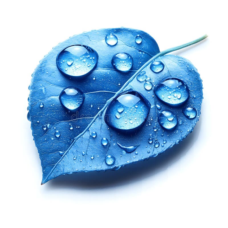 Blue Leaf with Water Droplets Nature Purity and Freshness Stock ...