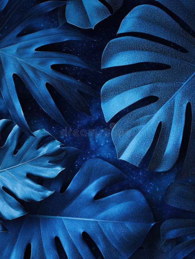 A Blue Leafy Plant with a Blue Background Stock Image - Image of green ...