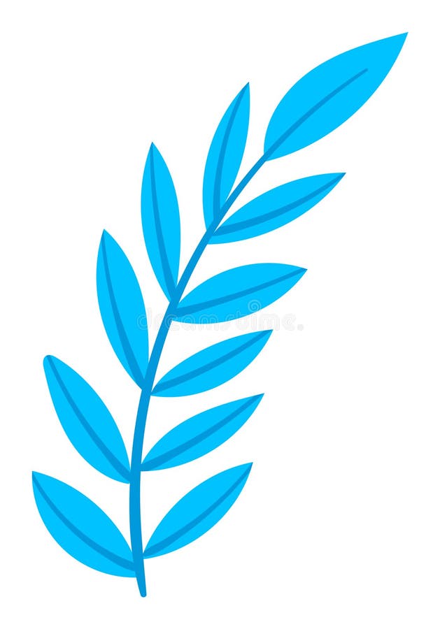 Blue Leafy Plant Vector Artwork Contains Bright, Simple Elements ...
