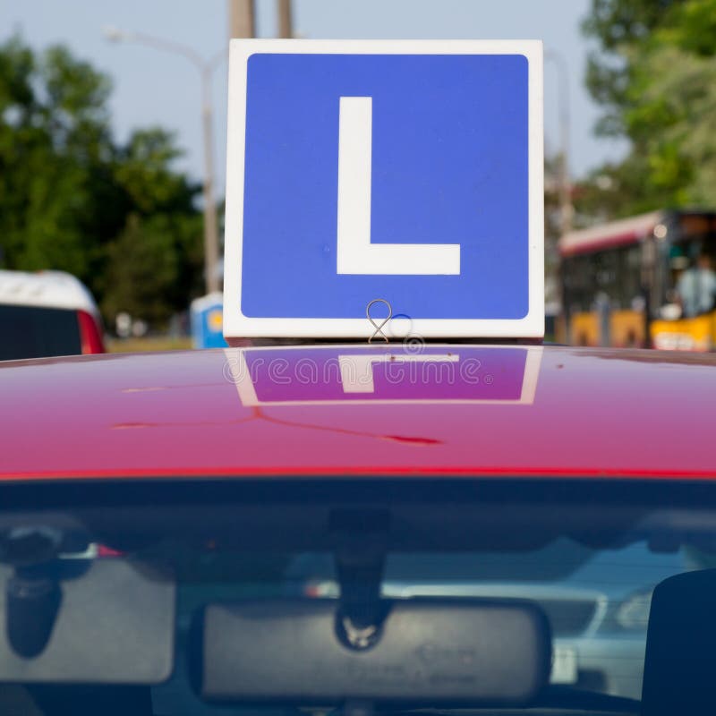 Blue Learner Driver Symbol on Car Stock Photo - Image of license ...