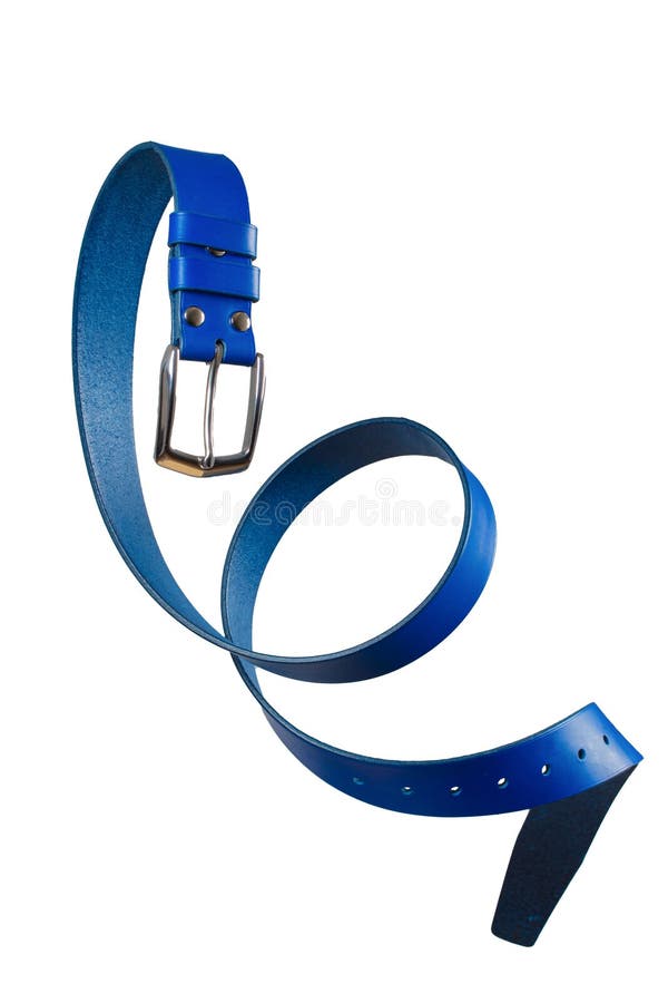 Blue Leather Belt Twisted and Isolated Stock Photo - Image of waist ...