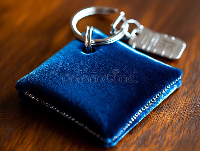 Leather Keychain on White Marble Table, Top View Stock Image - Image of ...