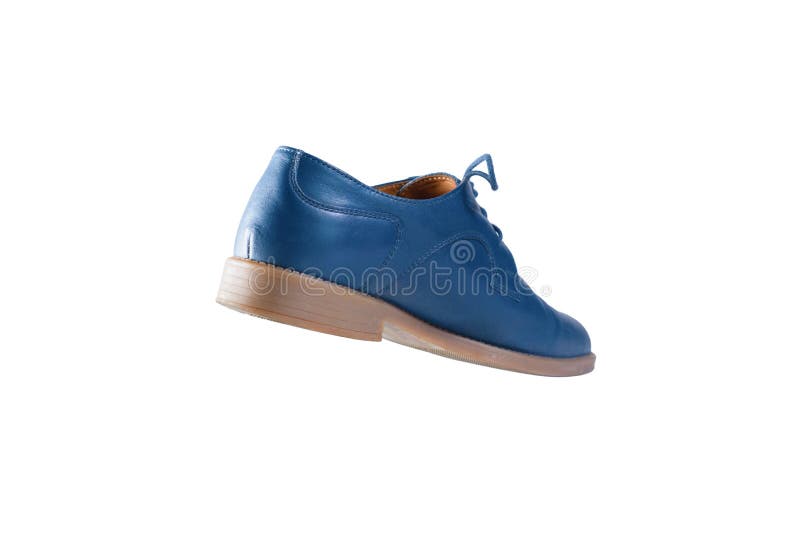 Blue Leather Shoes in Perspective and Isolated on White Stock Image ...