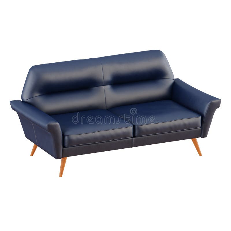 Blue Sofa Top View with Pillow Isolated Background 3d Rendering Stock ...
